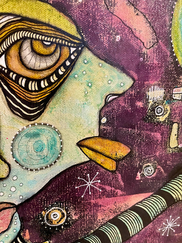 Original intuitive fine art mixed media painting "Galactic Family" by C ...